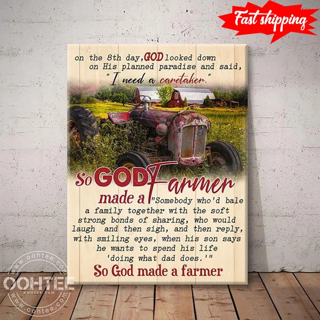 Kna Prints - Red Tractor On Aarm So God Made Aarmer Somebody Who'D Bale ...