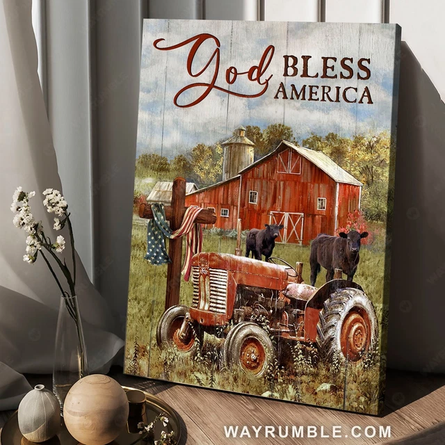Kna Prints - Red Tractor, Storage Shed, Black Cow, God Bless America ...