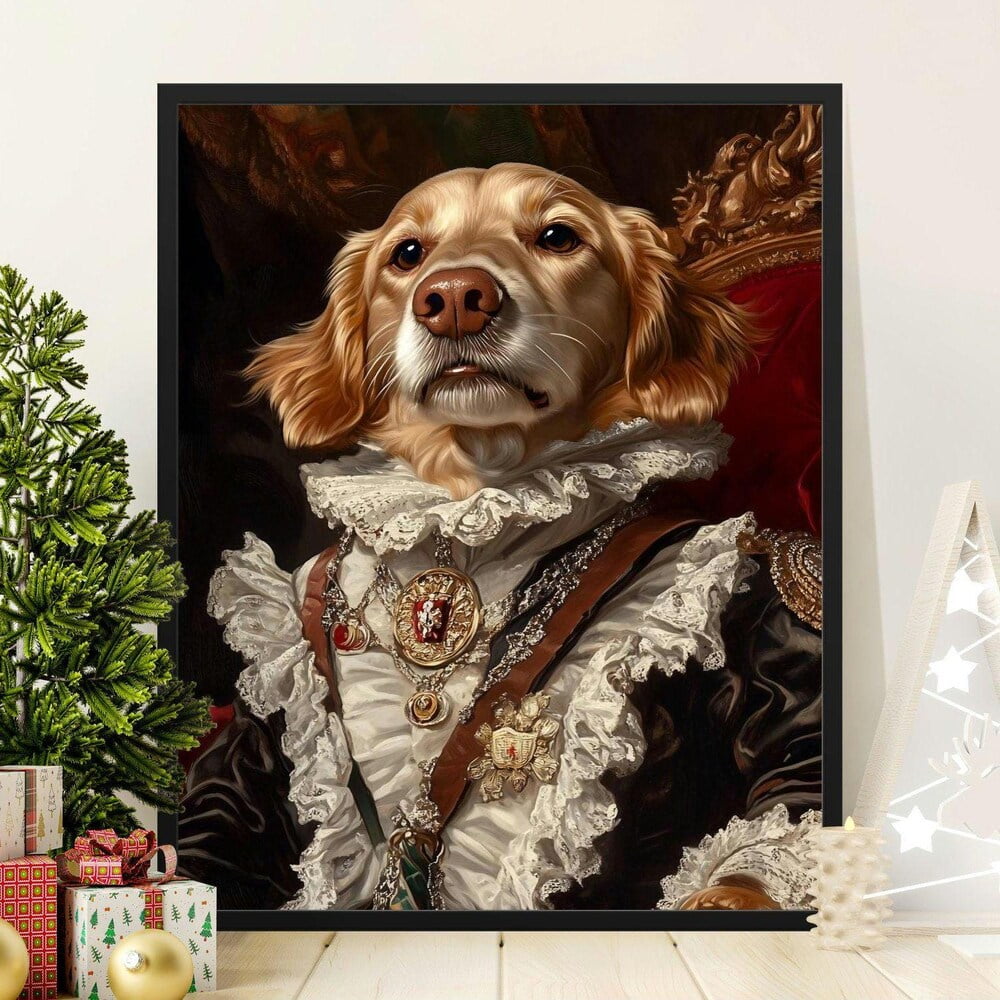 Kna Prints - Regal Dog Portrait Poster, Unique Dog Poster Print, Canine ...