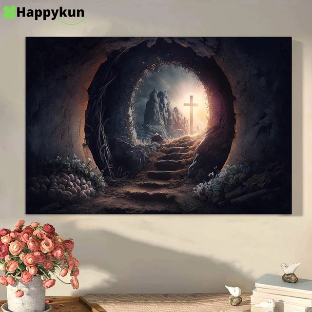 Kna Prints - Resurrection Empty Tomb With Crucifix Dawn Pictures -Aith ...