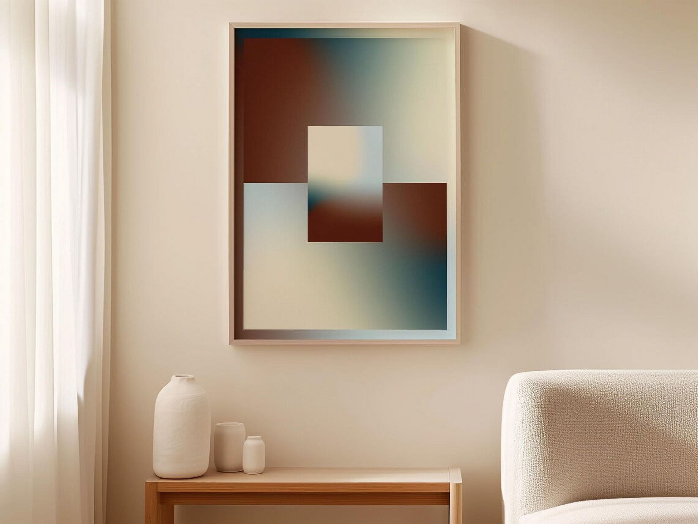 Kna Prints - Retro Abstract Gradient Gallery Art, Large Brown Blue ...