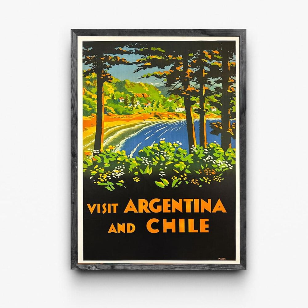 Kna Prints - Retro Argentina And Chile Travel Poster, Chile Wall Art ...