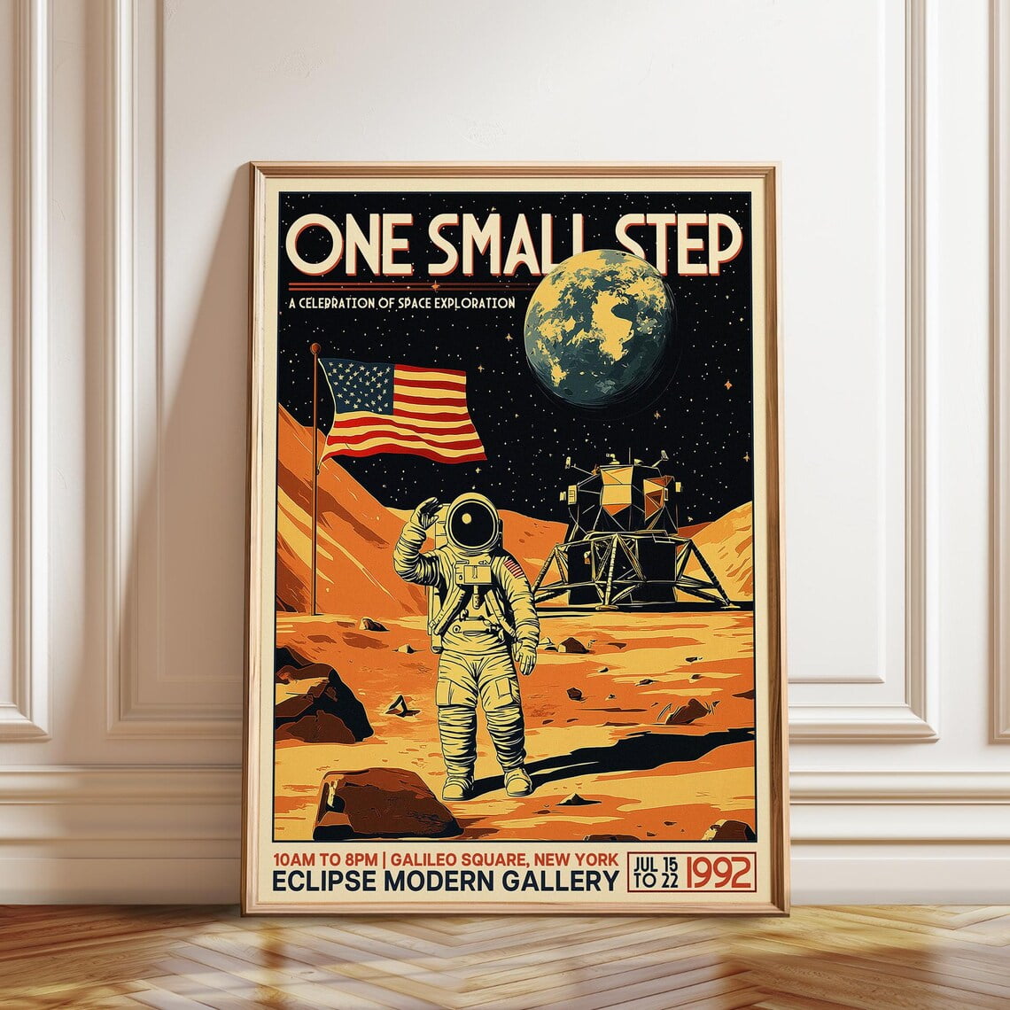 Kna Prints - Retro Astronaut Moon Landing Posterapollo Era Space ...