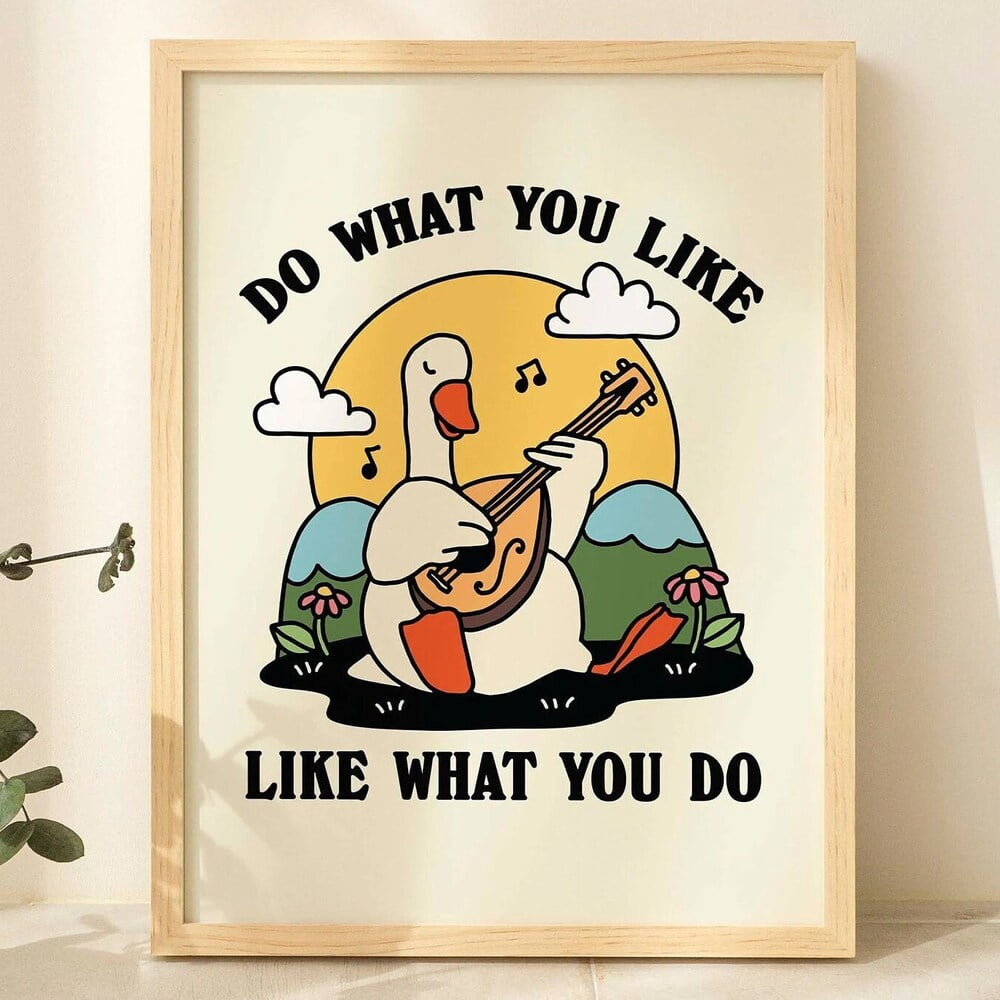Kna Prints - Retro Banjo Goose 80S Wall Art, Groovy Decor, Do What You Like, Cottagecore Poster ...