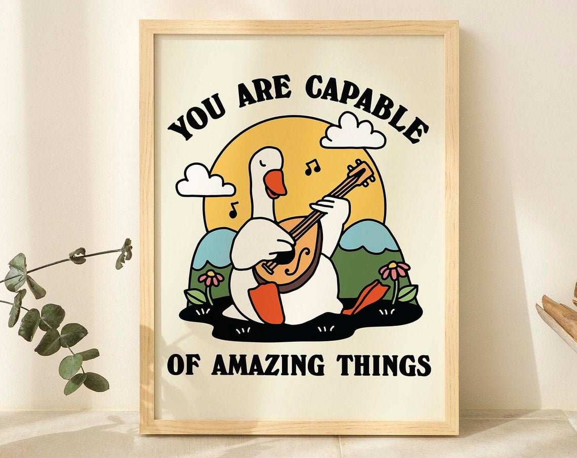 Kna Prints - Retro Banjo Goose Print, Affirmative Prints, Affirmations ...