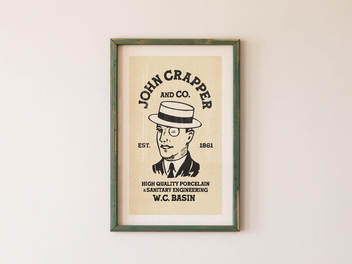 Kna Prints - Retro Bathroom Print Funny Bathroom Art Wall Decor John ...