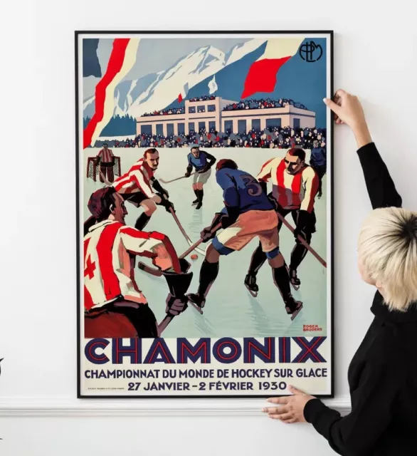 Kna Prints - Retro Chamonix Travel Poster – 1930S French Alps Ski ...