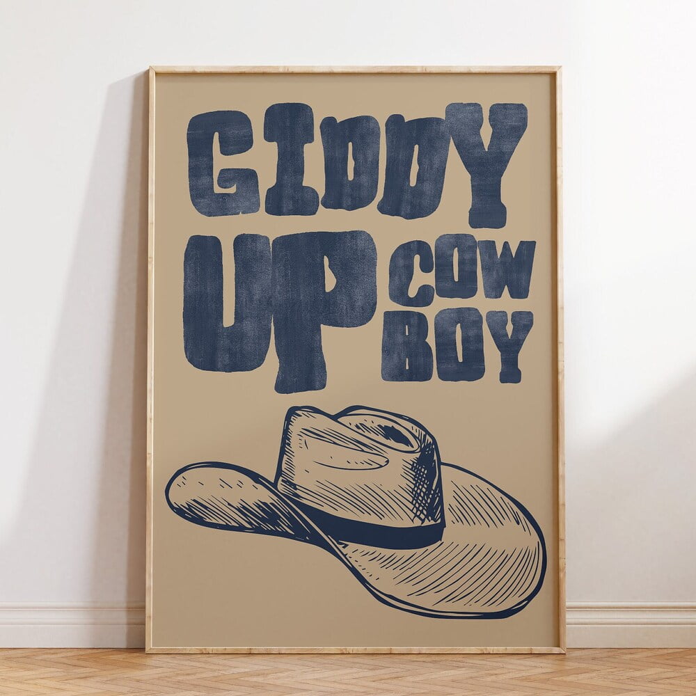 Kna Prints - Retro Cowboy Poster Vintage Western Wall Art Cowboy Hat ...
