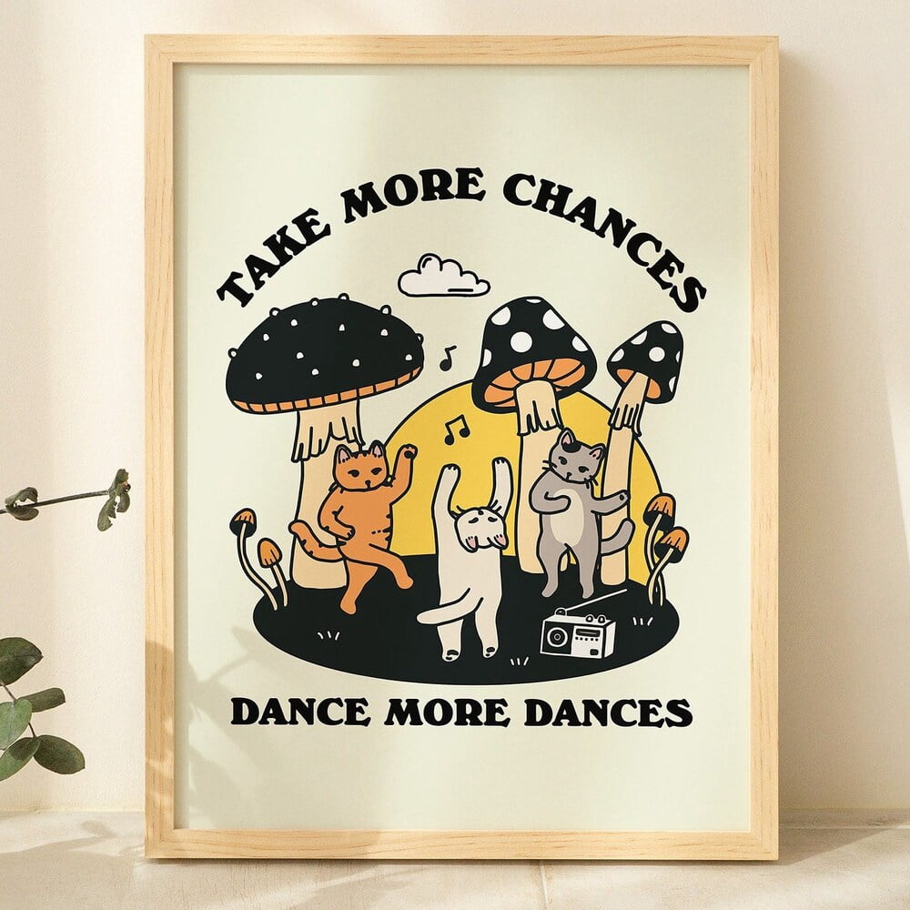 Kna Prints - Retro Dancing Cats Wall Print, Vintage Cat Illustration ...