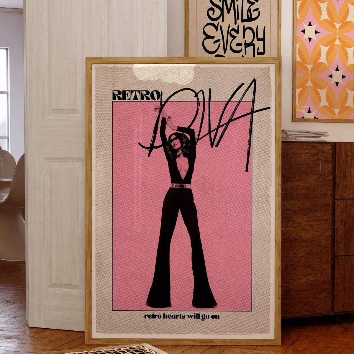 Kna Prints - Retro Diva Poster, Pink Wall Art, 70S Psychedelic, Funky ...