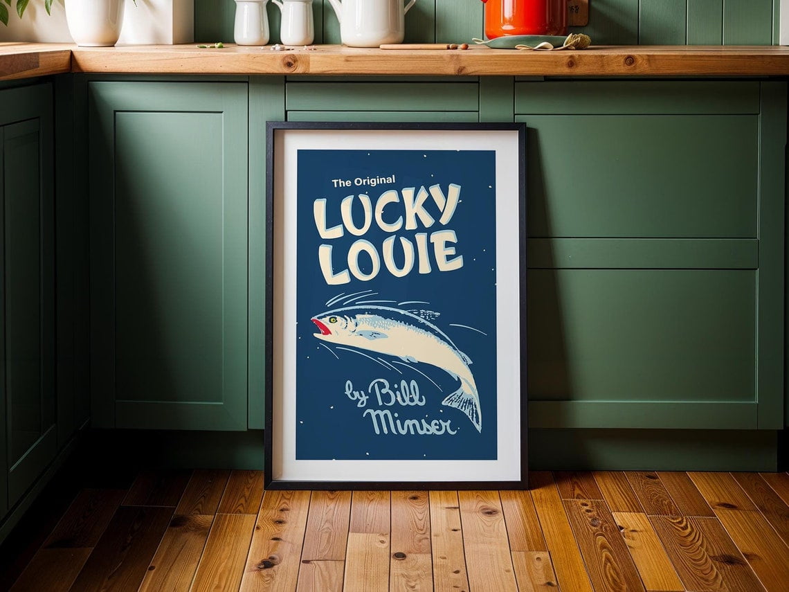 Kna Prints - Retro Fishing Art Print Gift For Fisherman Colorful ...