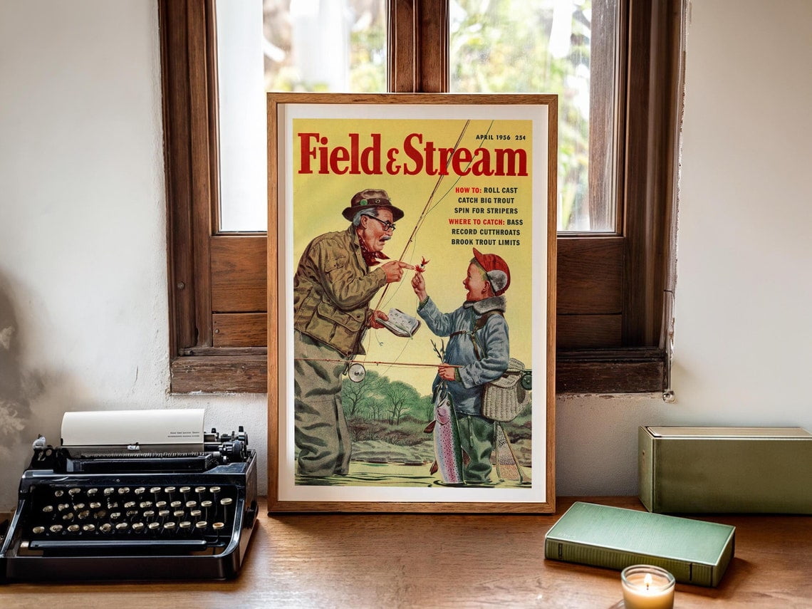 Kna Prints - Retro Fishing Print Vintage Fishing Angler Wall Decor Fly ...