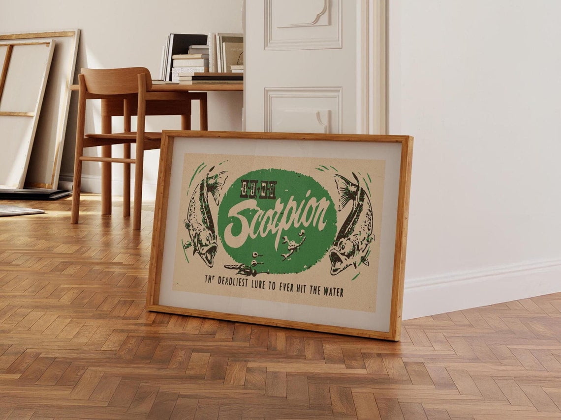 Kna Prints - Retro Fishing Tackle Print Fishing Art Gift For Fisherman ...