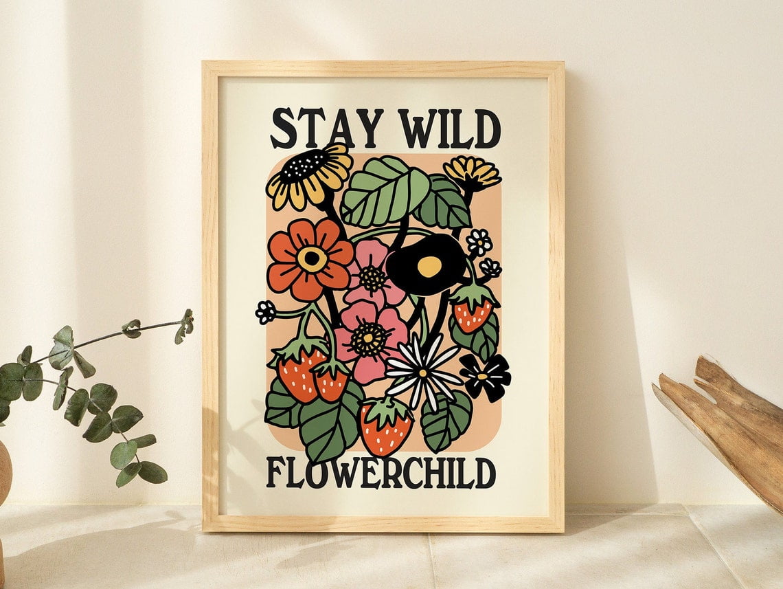 Kna Prints - Retro Flowers Poster, Cute Quote Print, Trendy Office ...
