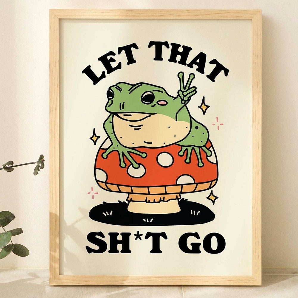 Kna Prints - Retro Frog Poster, Funny Quote, Rude Bathroom Print, Frog ...