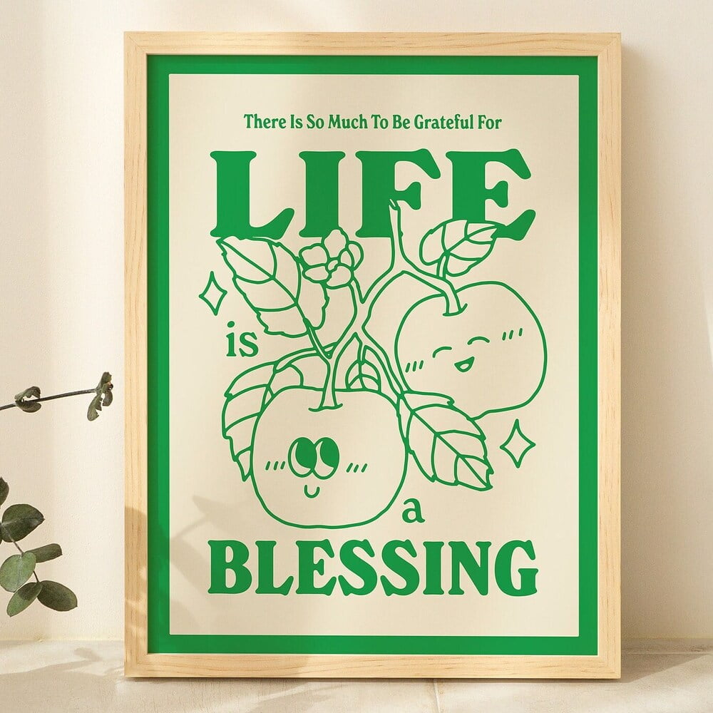 Kna Prints - Retro Fruit Print, Blessing Affirmation Illustration ...