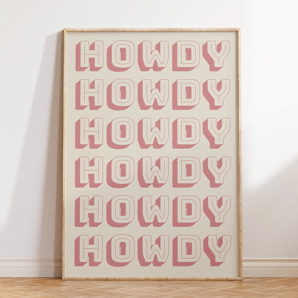 Kna Prints - Retro Howdy Poster Vintage Western Wall Art Typography ...