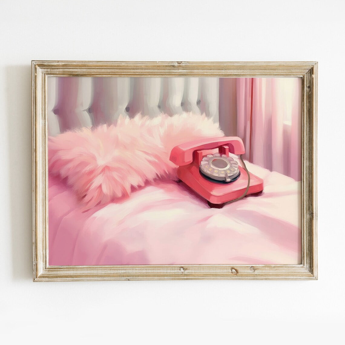 Kna Prints - Retro Pink Telephone Girly Wall Art Print, Preppy Wall Art ...