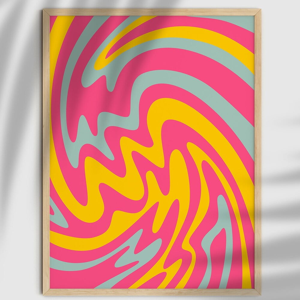 Kna Prints - Retro Wavy Abstract Print, Vintage Poster, Retro 70S Home ...