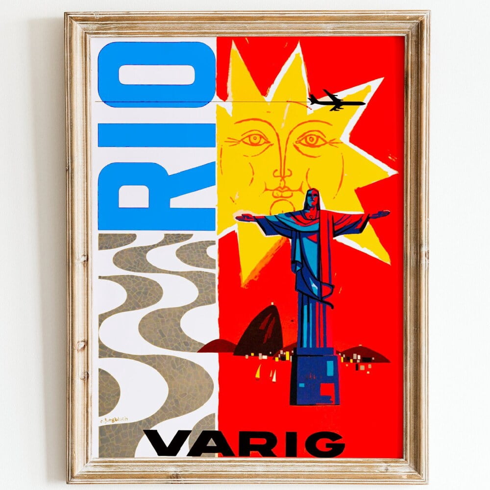 Kna Prints - Rio De Janeiro Poster Bright Travel Ad Vintage Airline ...