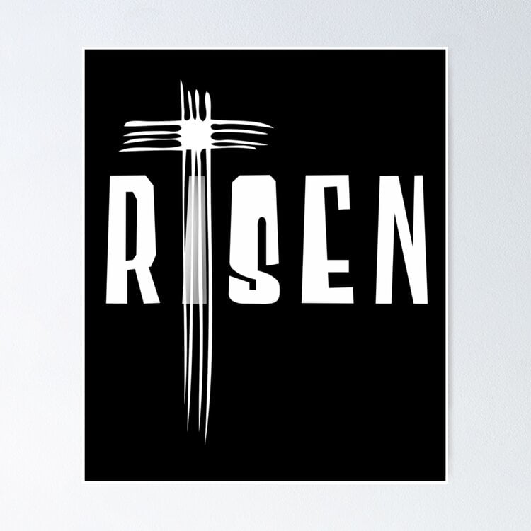 Kna Prints - Risen. Jesus Is Risen - Christian Cross Poster Wall Art ...