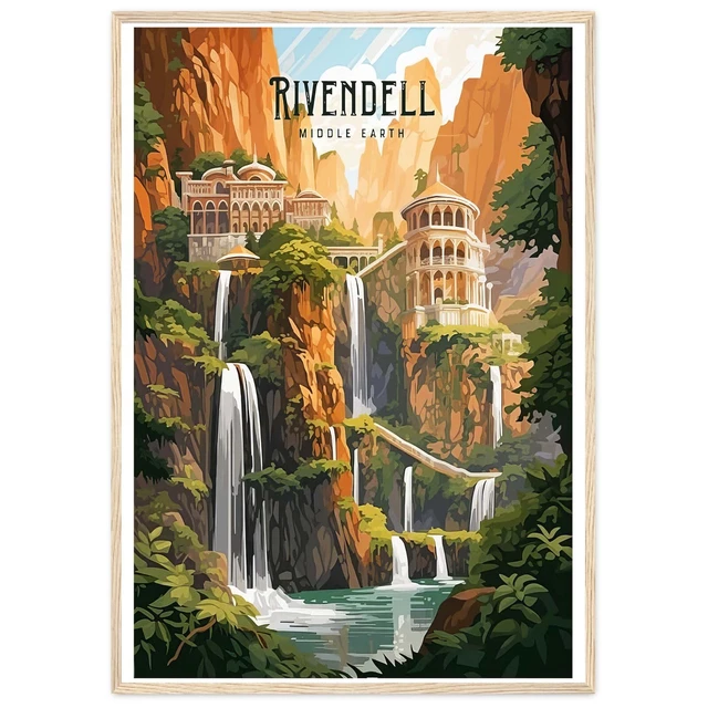 Kna Prints - Rivendell Middle Earth Framed Wall Art Lord Of The Rings Poster Design Elvish Un ...