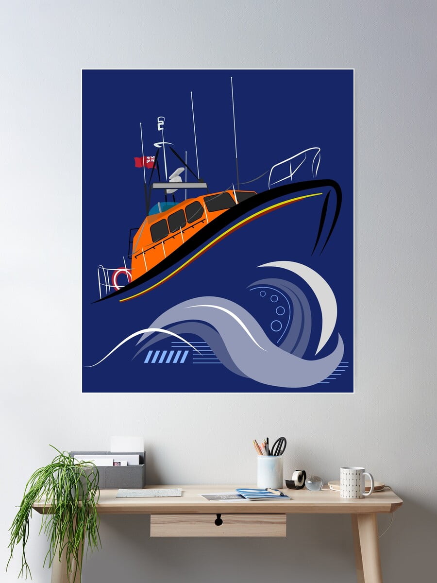 Kna Prints - Rnli Lifeboat In Rough Seas Poster Wall Art, Modern Wall ...