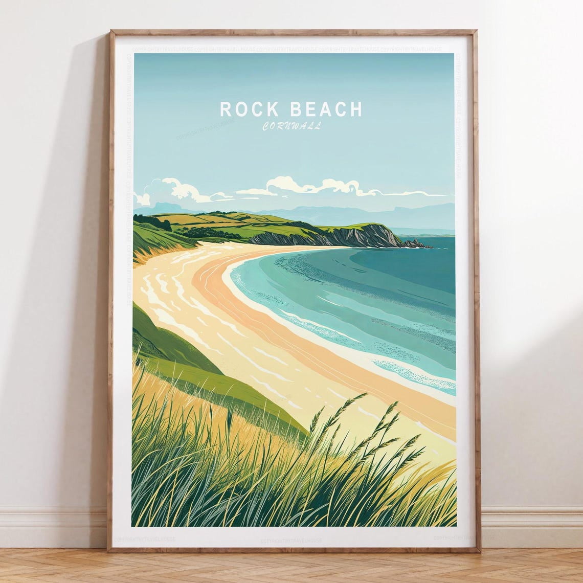 Kna Prints - Rock Beach Wall Art Print, Cornwall Travel Poster, Rock ...