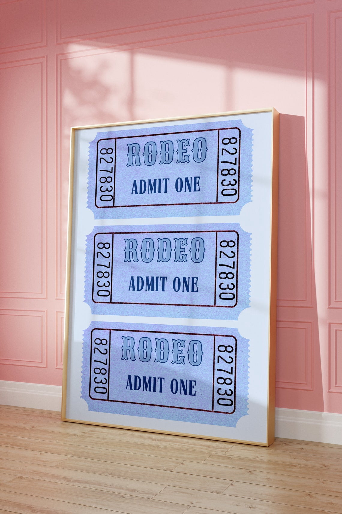 Kna Prints - Rodeo Ticket Print Blue Trendy Art Retro Prints Trendy ...