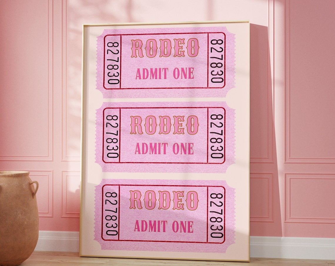 Kna Prints - Rodeo Ticket Print Pink Trendy Art Retro Prints Trendy ...