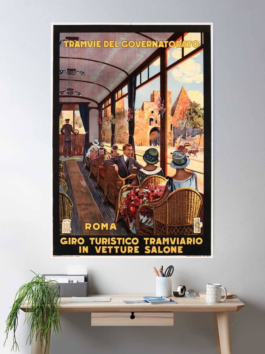 Kna Prints - Roma Italy For Sightseeing Tours In Trams Vintage Italian Travel Tourism Poster ...