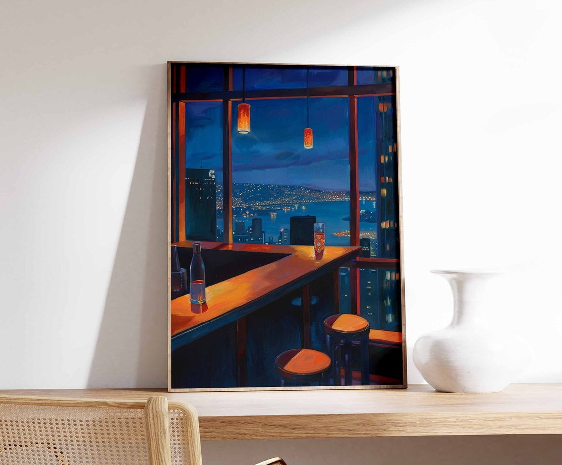 Kna Prints - Rooftop Cocktail Bar Poster, Bar Poster, Kitchen Decor ...