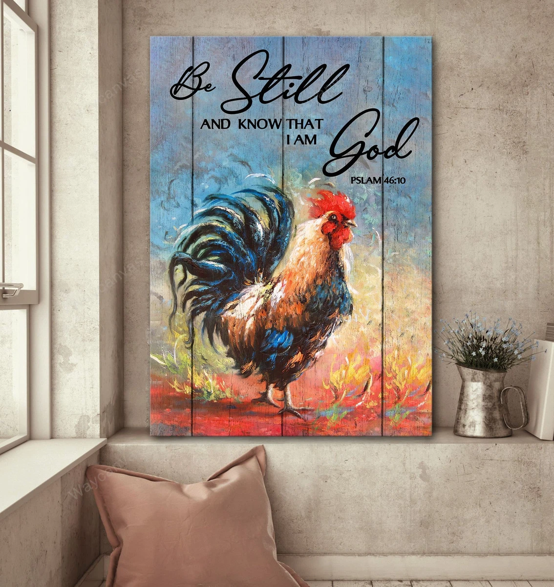 Kna Prints - Rooster, Be Still And Know That I Am God - Jesus Portrait ...