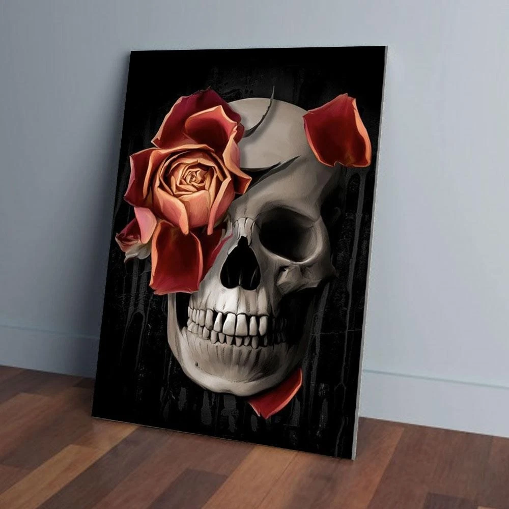 Kna Prints - Rose Flowers Skull Matte Unframed Prints For Home Or ...