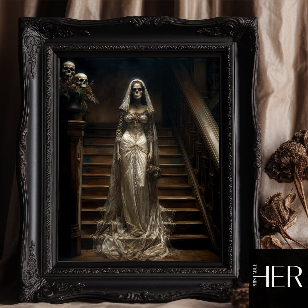 Kna Prints - Rotten Bride On Stairs Dark Cottagecore Academia Botanical ...