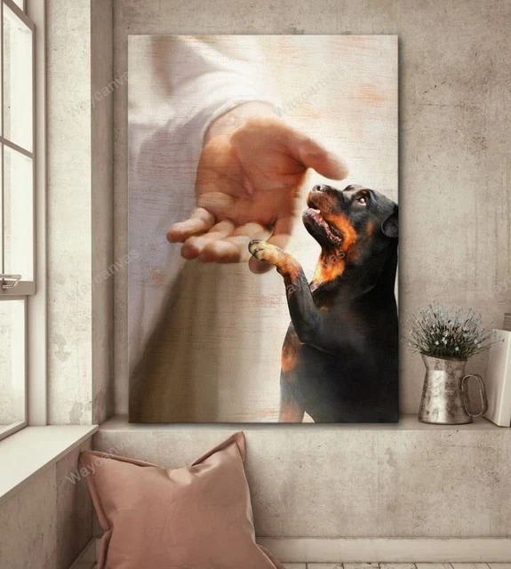 Kna Prints - Rottweiler, Jesus Hand, Take My Hand - Rottweiler Portrait ...