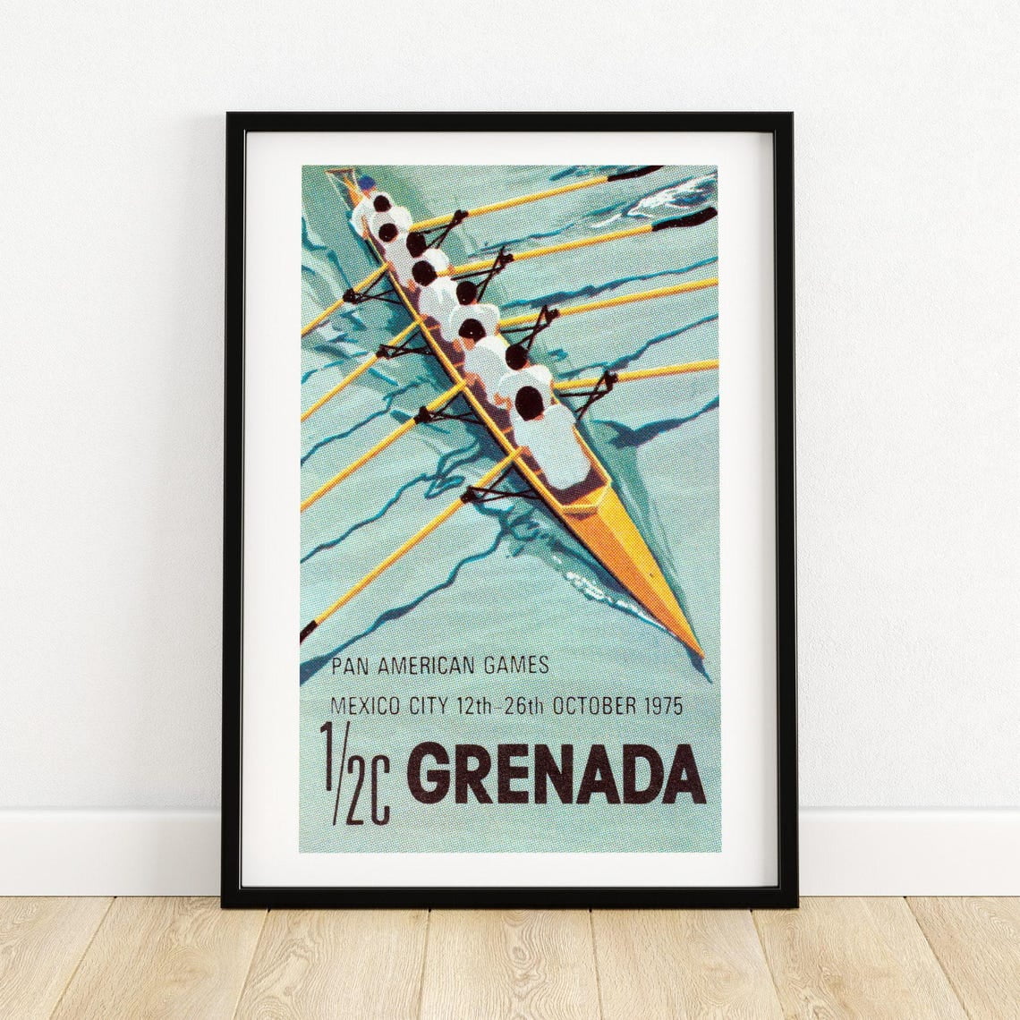 Kna Prints - Rowing Team - Vintage Grenada Art - Postage Stamp Print ...