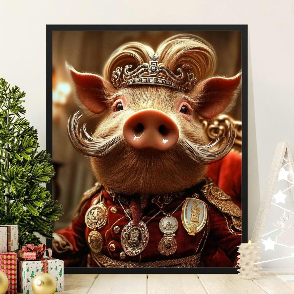 Kna Prints - Royal Pig Poster, Funny Animal Art, Whimsical Pigprint ...