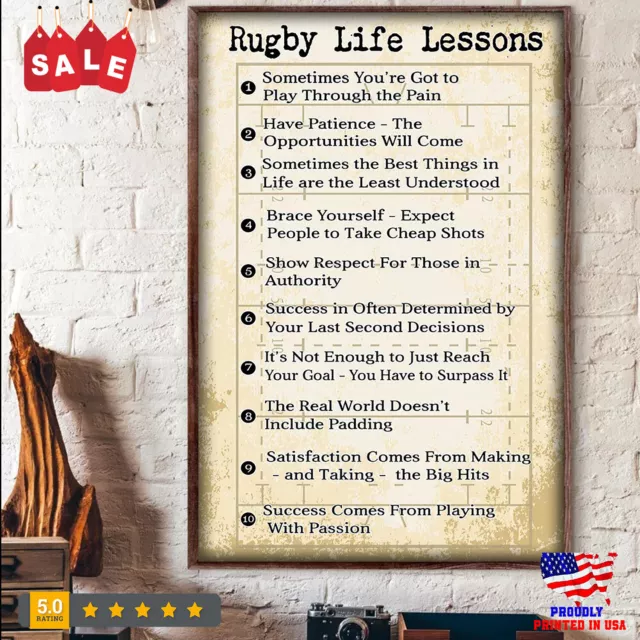 Kna Prints - Rugby Life Lessons Poster - Kir 6490, UNFRAMED-16x24 ...