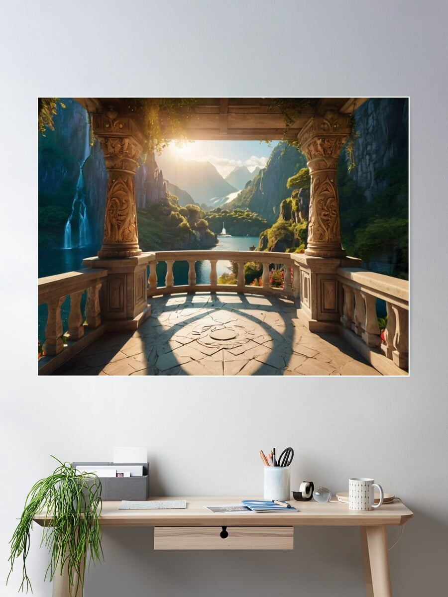 Kna Prints - Sacred View: A Fairy Tale Balcony Above The Waterfall ...