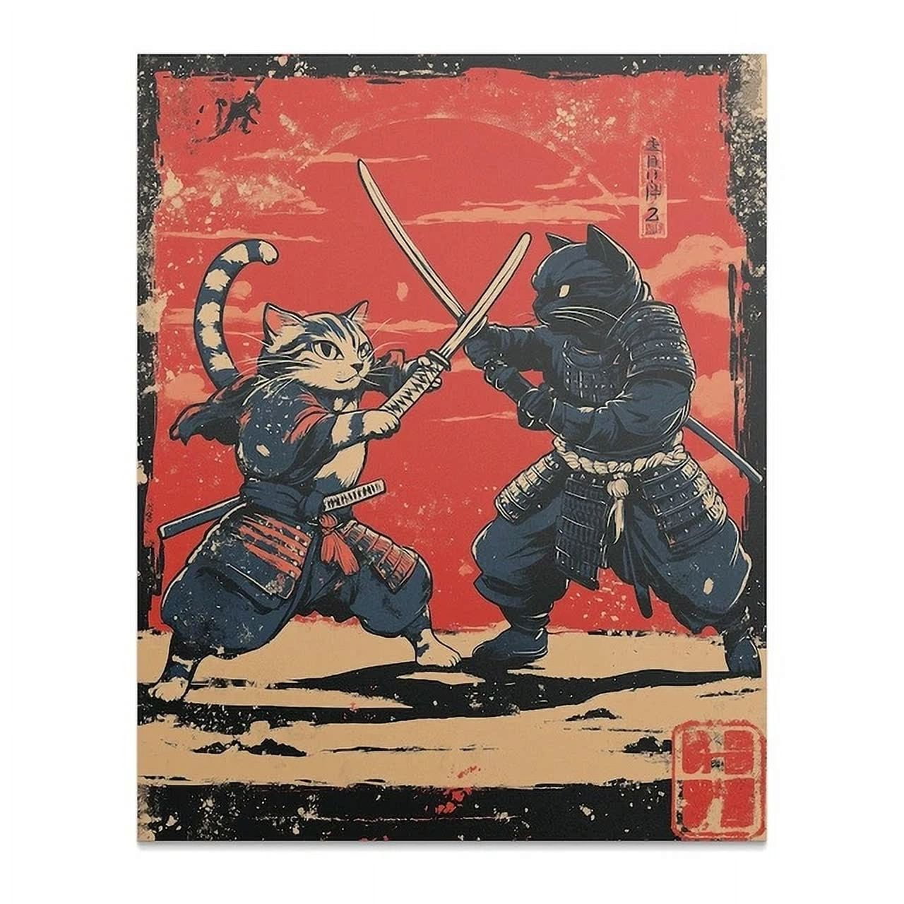 Kna Prints - Samurai Cats Duel Epic Japanese Style Poster Print Wall ...