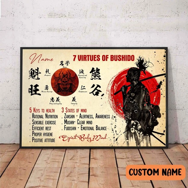 Kna Prints - Samurai Warrior 7 Virtues Of Bushido Poster, Japanese ...