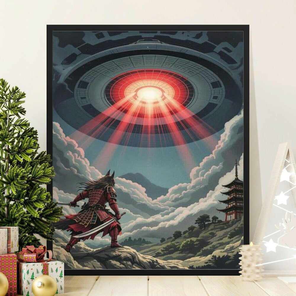 Kna Prints - Samurai Warrior Alien Encounter Poster, Sci-Fi Fantasy ...