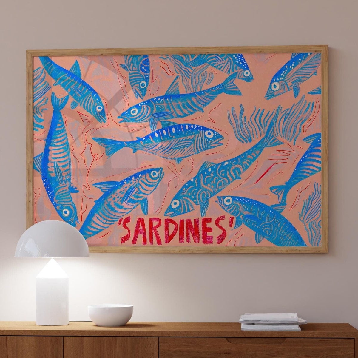 Kna Prints - Sardines Poster, Retro Sardines Wall Art, Animal Print, Kitchen Wall Art, Trendy ...