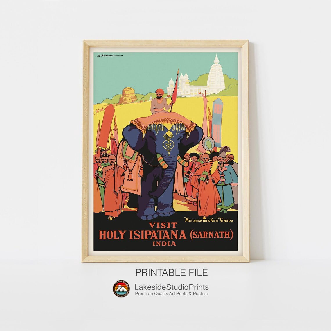 Kna Prints - Sarnath India Vintage Travel Poster, UNFRAMED-24x36 ...