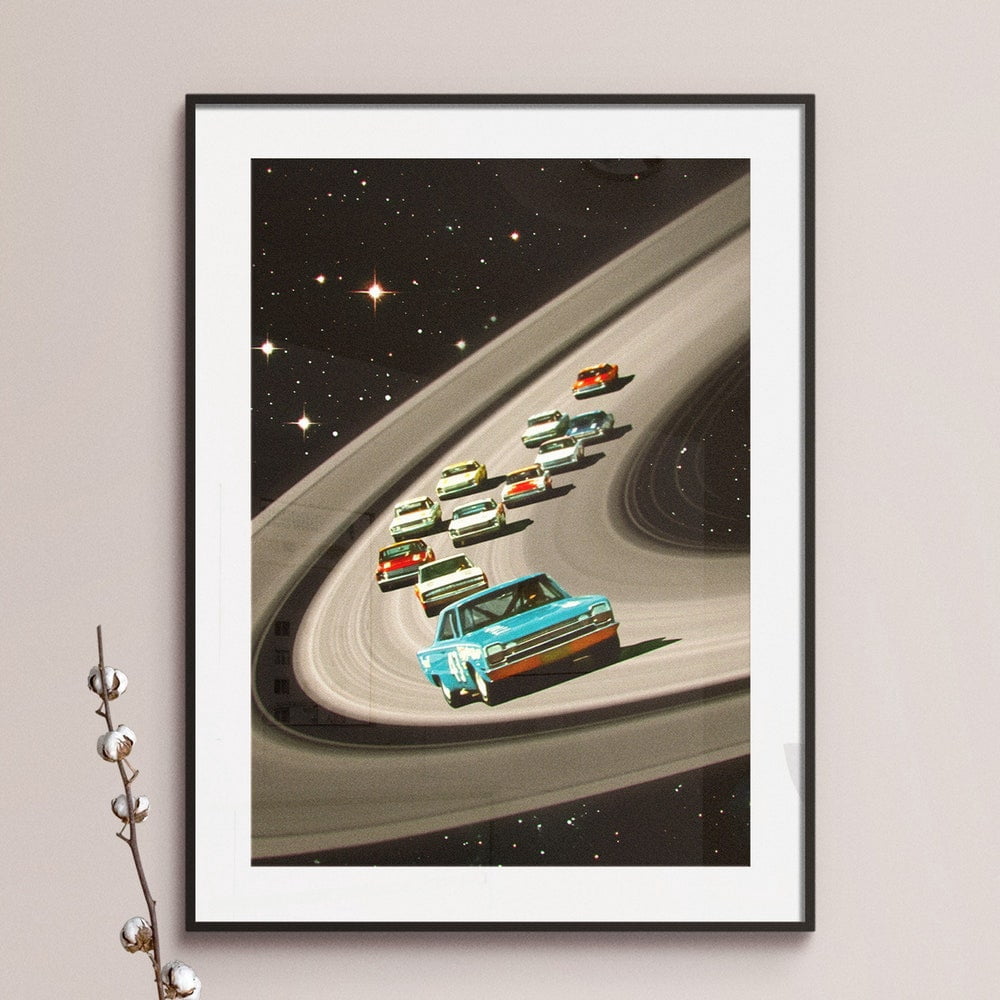 Kna Prints - The Saturn Race, Retro Futurism Art, Space Art, Vintage ...