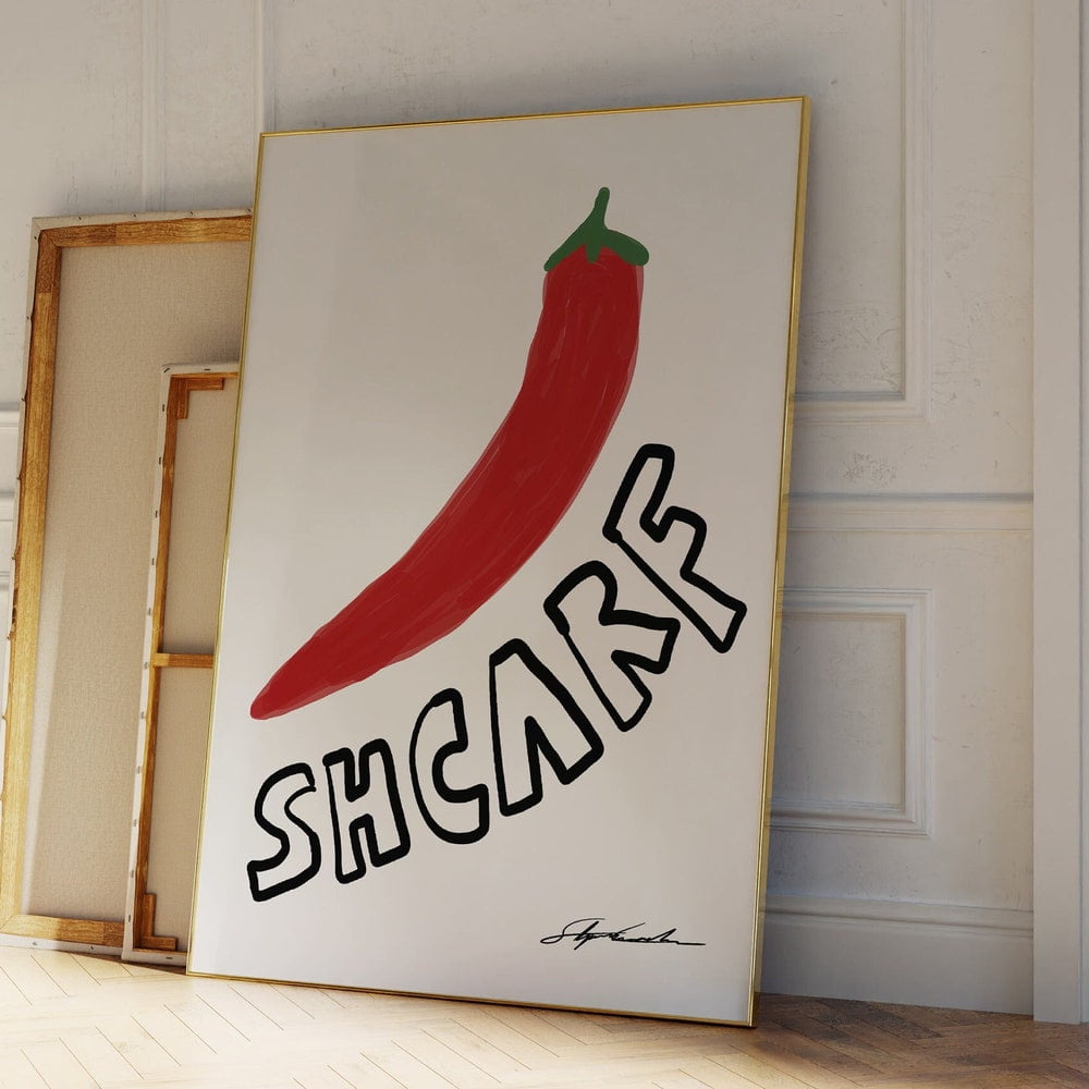 Kna Prints - Scharf Print, Vintage Food Print, Red Pepper Print, Retro ...