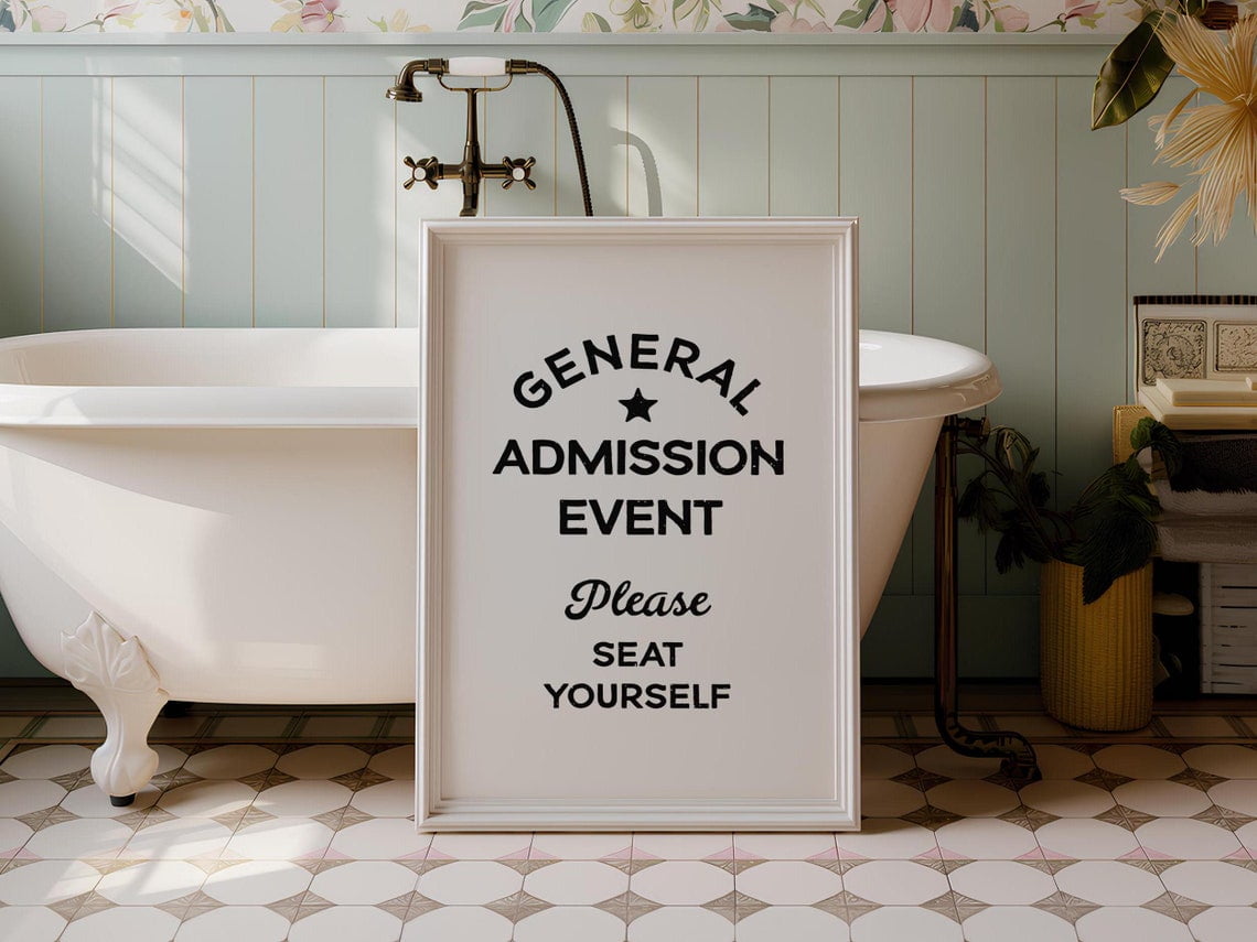 Kna Prints - Seat Yourself Bathroom Print Retro Bathroom Art Funny ...