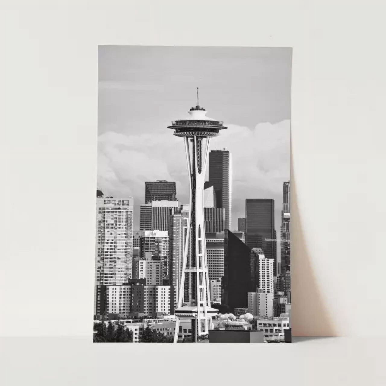 Kna Prints - Seattle Tower Space Needle Skyline Black & White City Wall ...