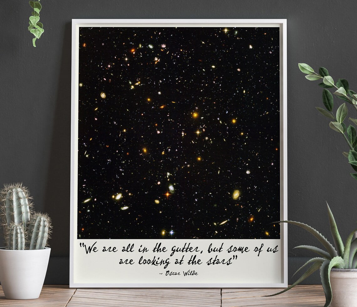 Kna Prints - Self Care Poster Oscar Wilde Looking At The Stars Quote ...